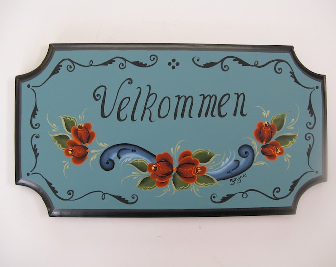 Norwegian Rosemaling Velkommen Sign - Etsy