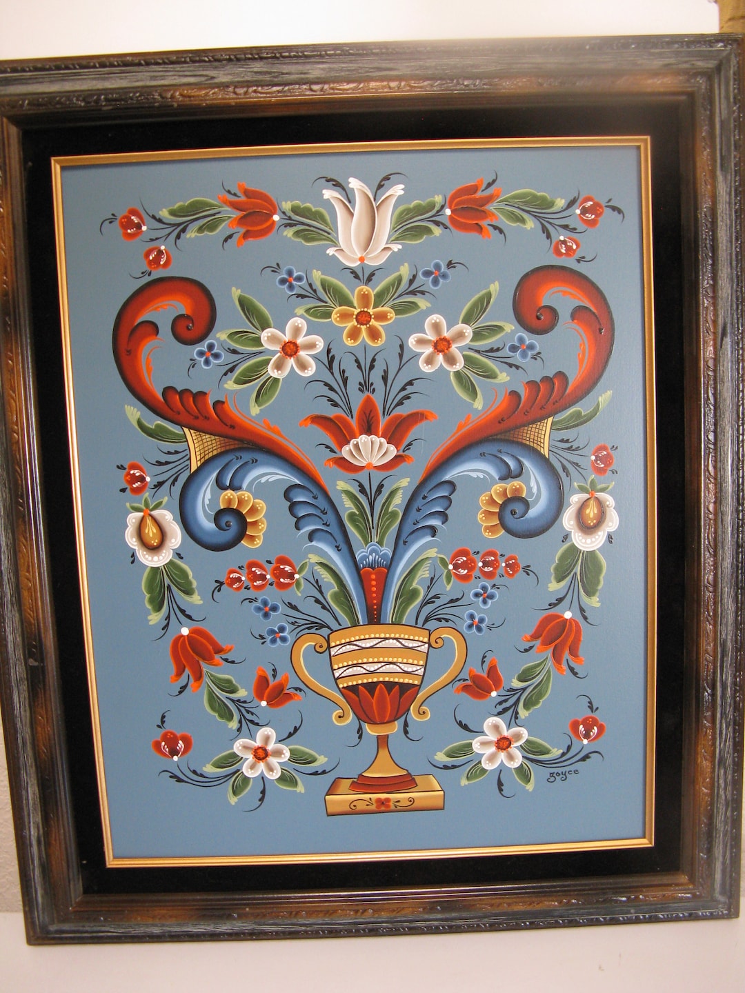 Norwegian Rosemaling as a Framed Painting - Reduced - Etsy