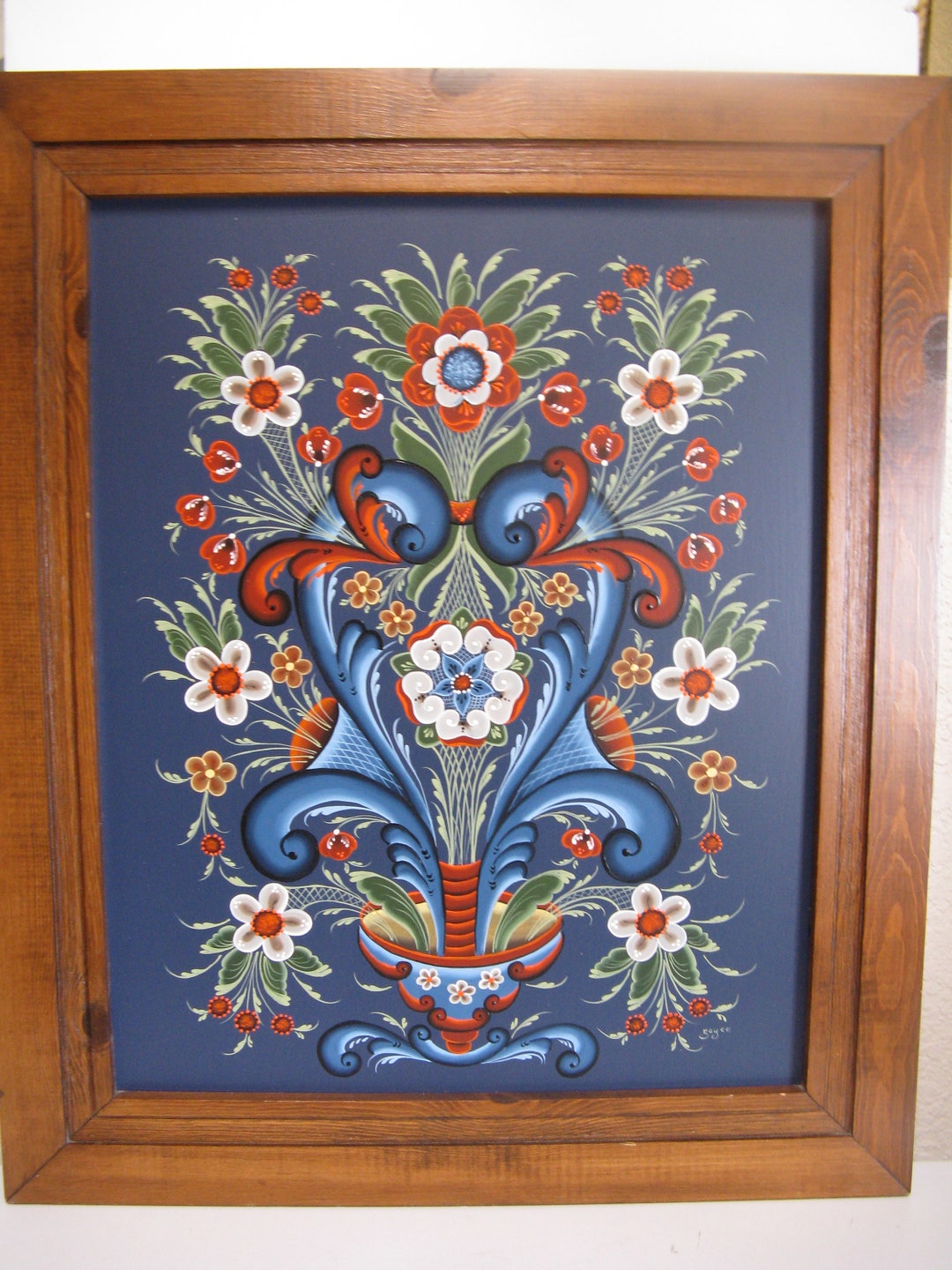 Norwegian Rosemaling as a Framed Painting Price Reduced - Etsy