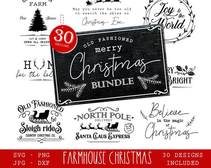 Farmhouse Christmas SVG 30 DESIGNS Christmas Bundle SVG Christmas Svg ...