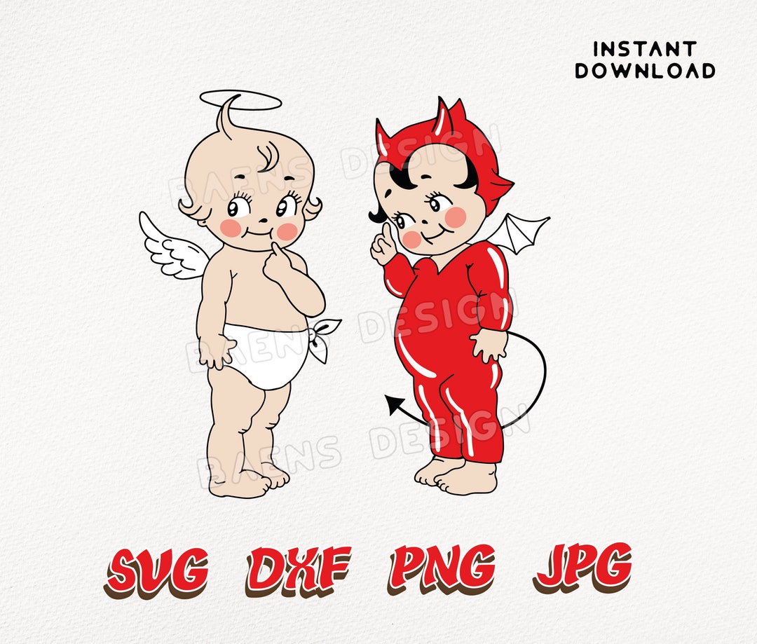 Angel and Devil Kewpie Dolls SVG: Halloween Printable (digital Download ...