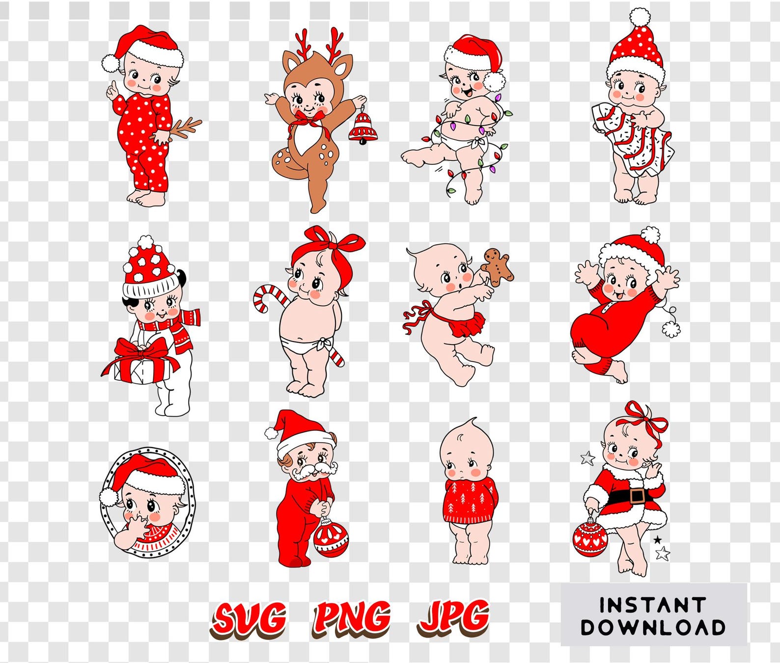 Merry Christmas Bundle Svg, Kewpie Christmas Bundle Png, Santa Hat Svg ...