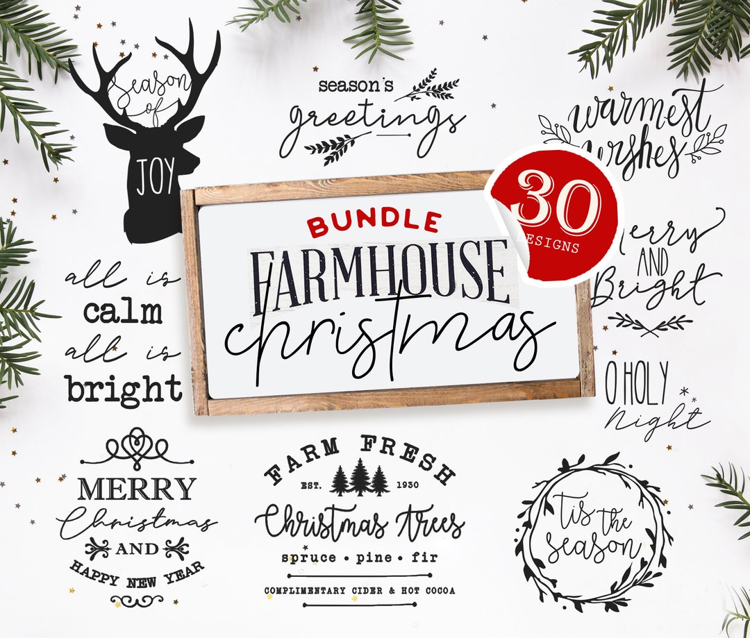 Farmhouse Christmas SVG Bundle: 30 Winter Designs (digital Files) - Etsy
