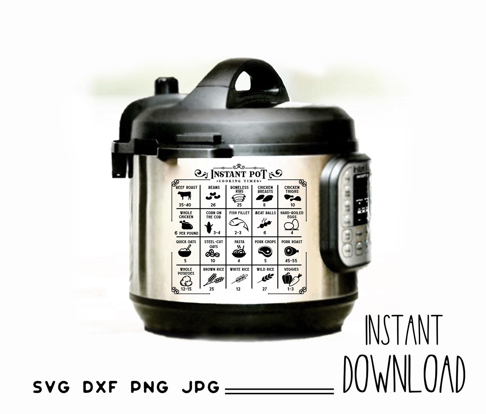 Instant Pot Cooking Times SVG Instant Pot SVG Cooking | Etsy