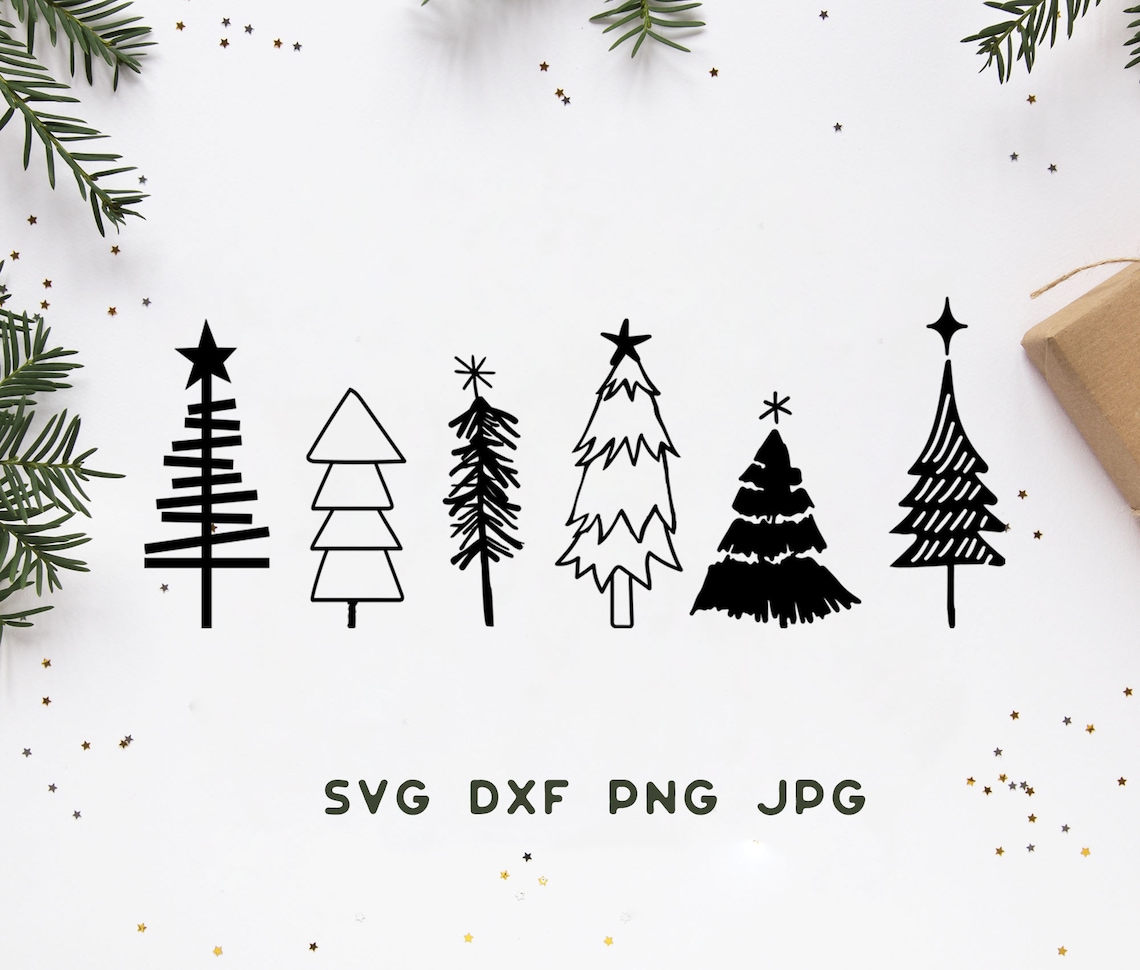 Christmas Trees SVG Pine Hand Drawn Svg Nordic christmas | Etsy