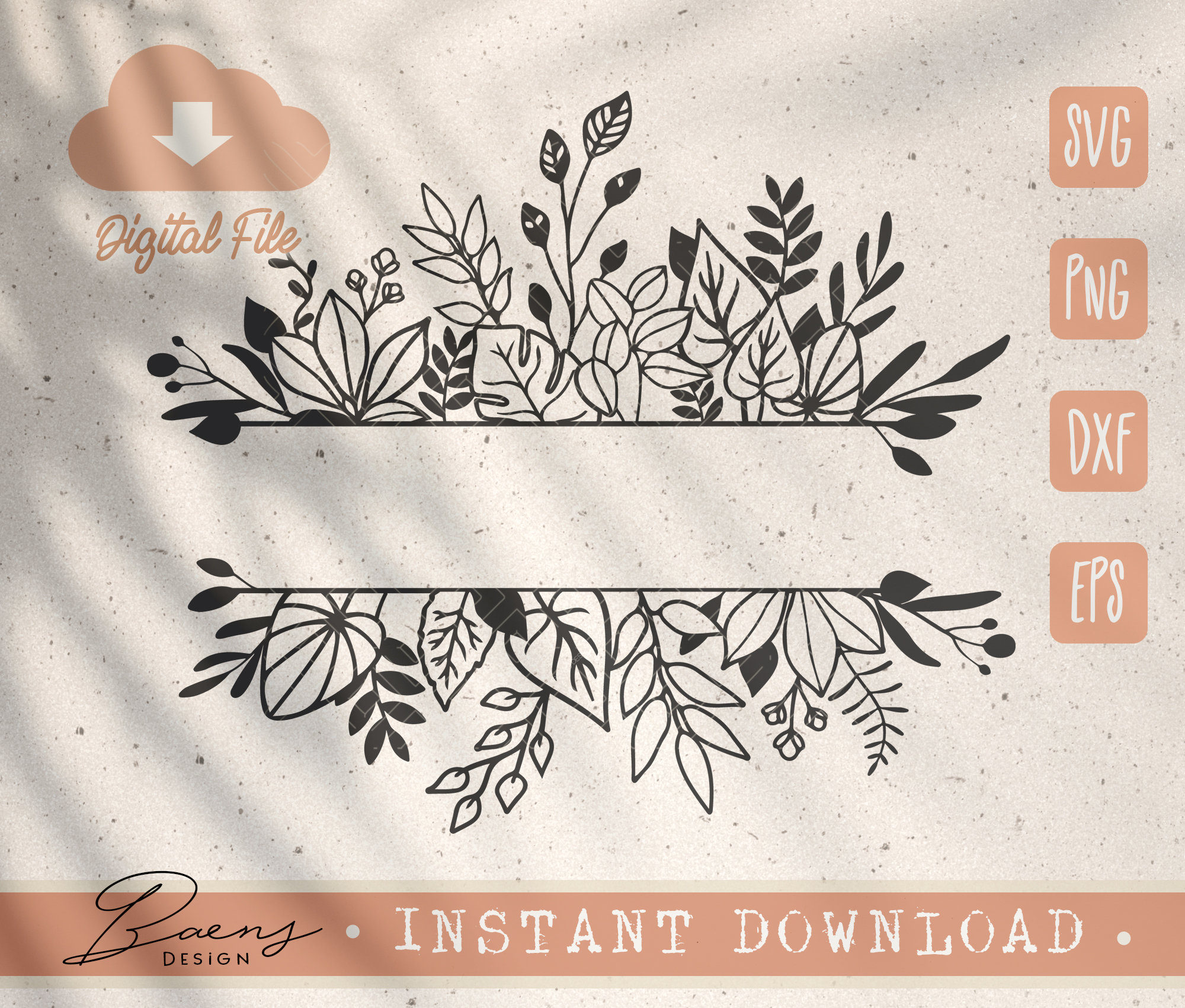 Flower Border SVG Leaf Svg Flower Monogram Split Monogram - Etsy Canada