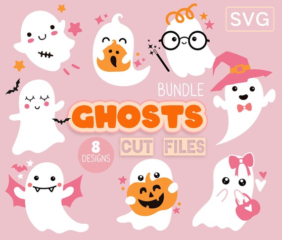 PINK Halloween Svg Ghost Svg Halloween Bundle Svg Ghost - Etsy