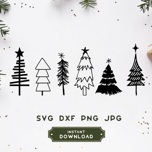 Christmas Trees SVG Pine Hand Drawn Svg Nordic Christmas - Etsy