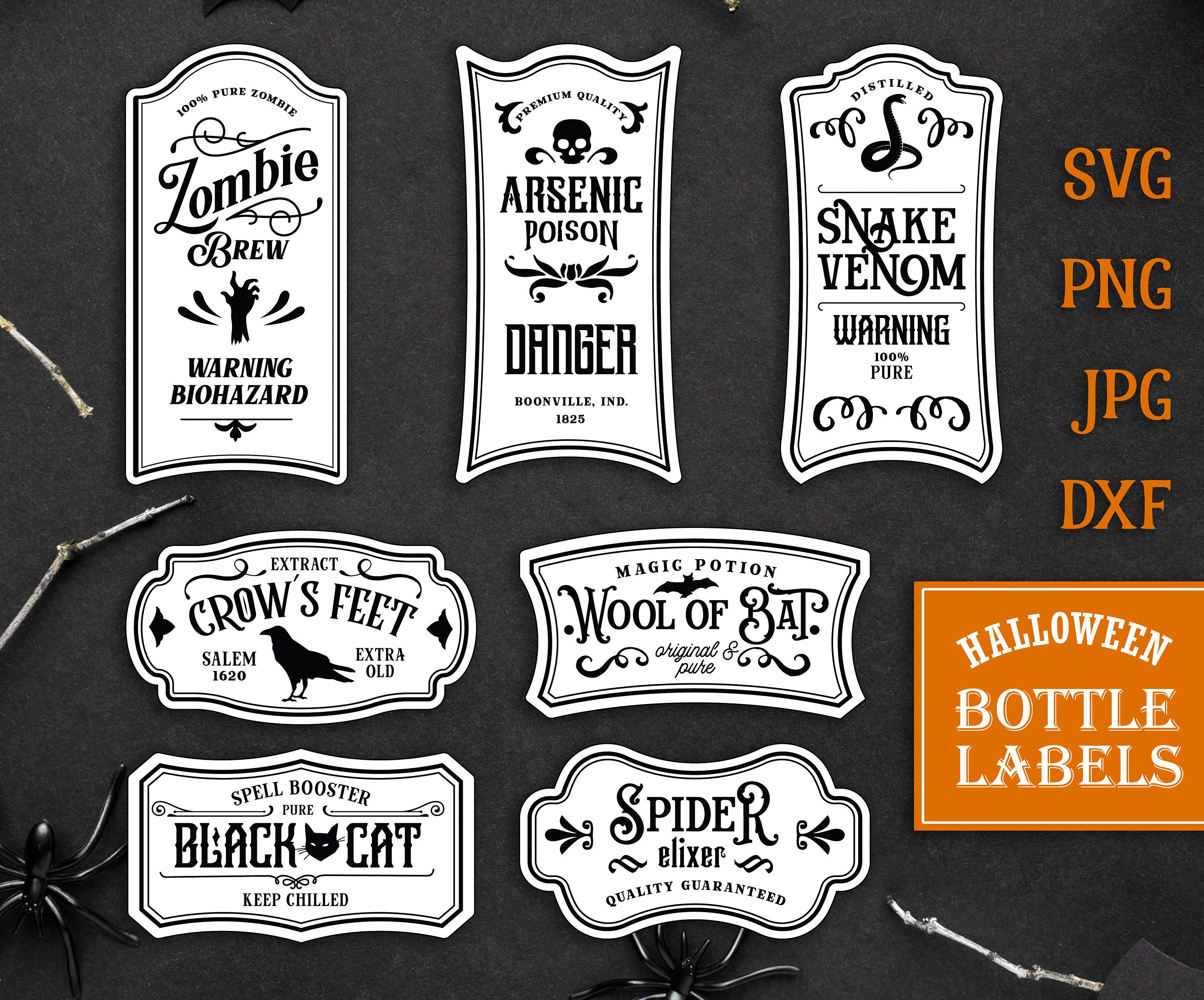 Halloween Potion Bottle Labels Svg Vintage Halloween Svg | Etsy Ireland