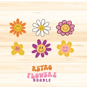 Groovy Smiley Flower SVG Bundle: Retro Hippie Clipart (digital Download ...