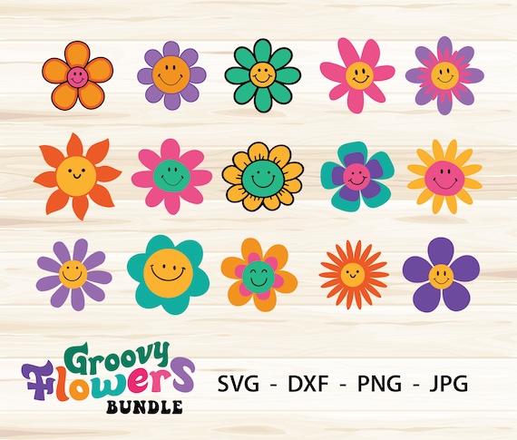Groovy Flower Bundle Retro Flower SVG Hippie Flower Svg | Etsy