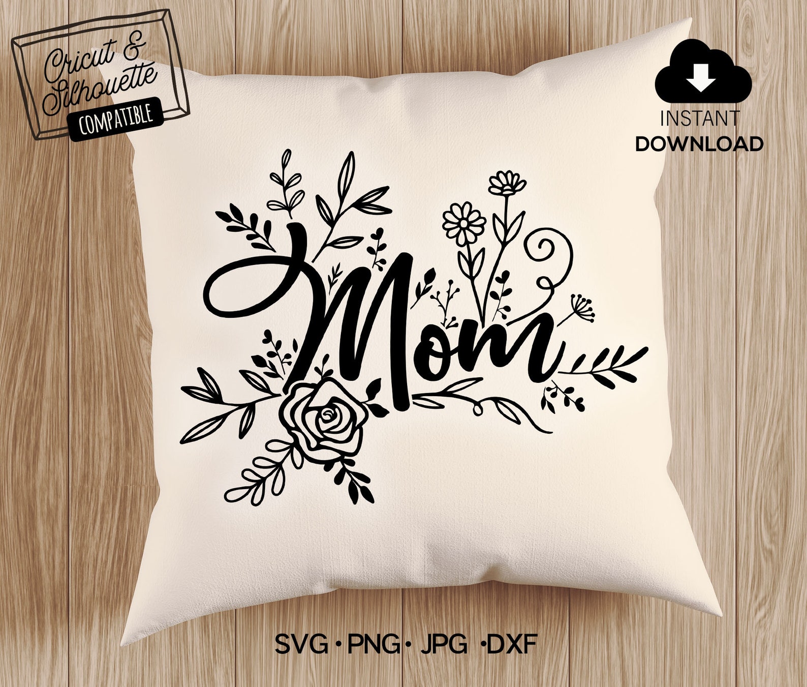 Mom SVG Mom Flower Svg Mother's Day SVG Split Monogram | Etsy