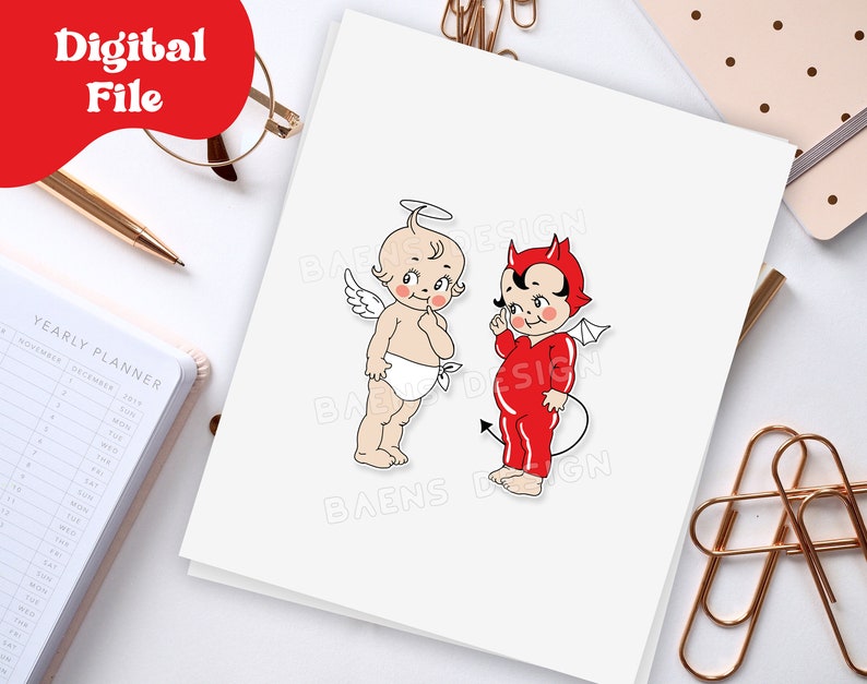 Angel and Devil Kewpie Dolls SVG: Halloween Printable (digital Download ...