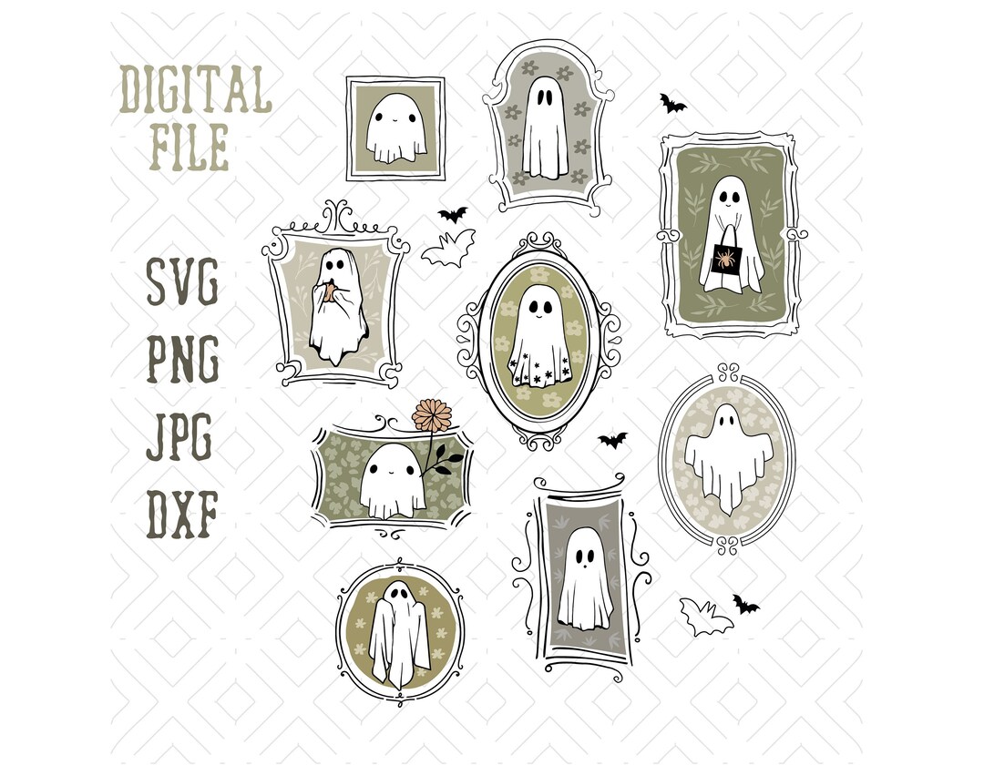Halloween Svg Png, Halloween Frames With Ghosts, Cute Ghosts Png, OLD ...
