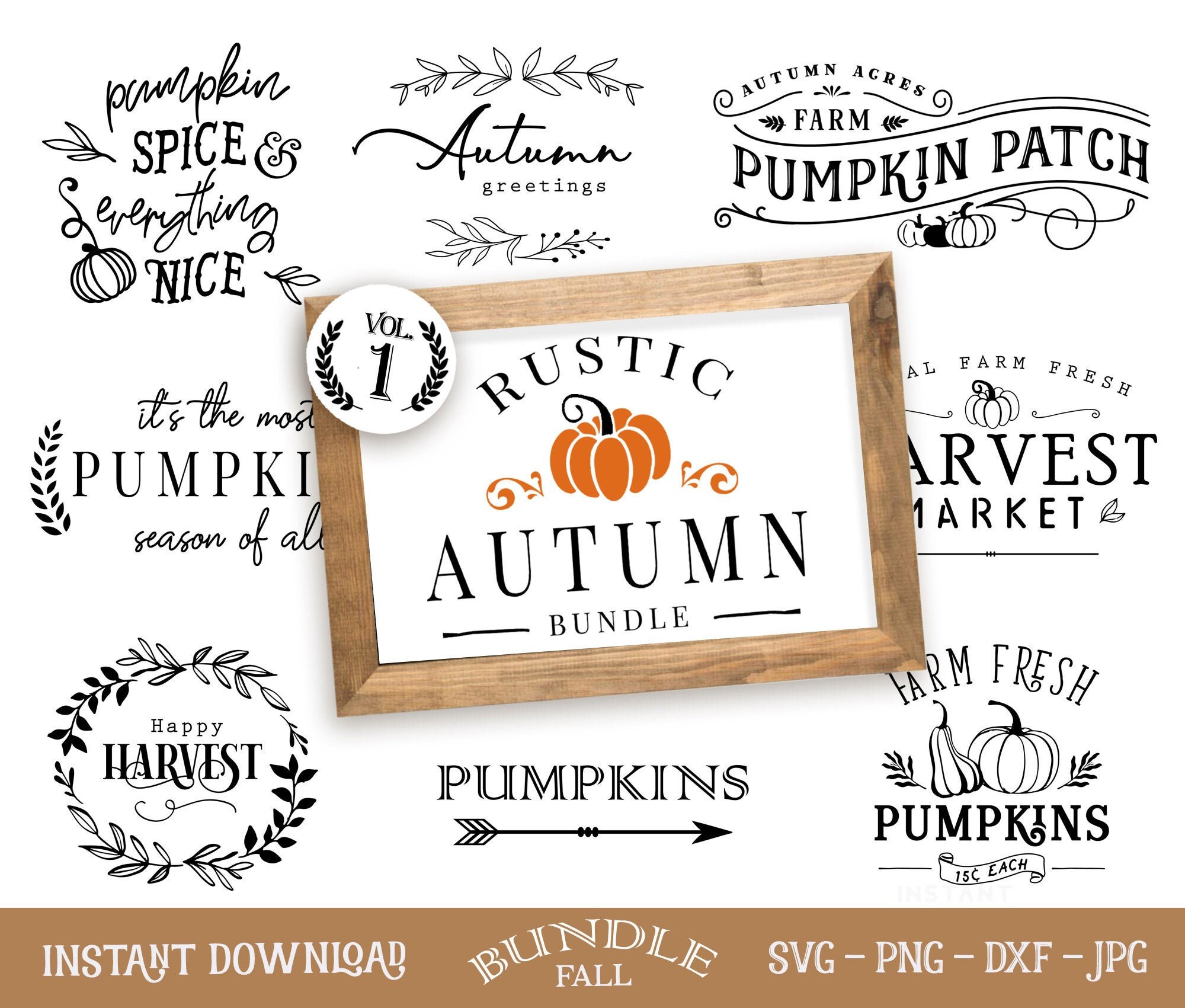 Clip Art & Image Files Embellishments Mini Autumn Svg Bundle Fall svg ...
