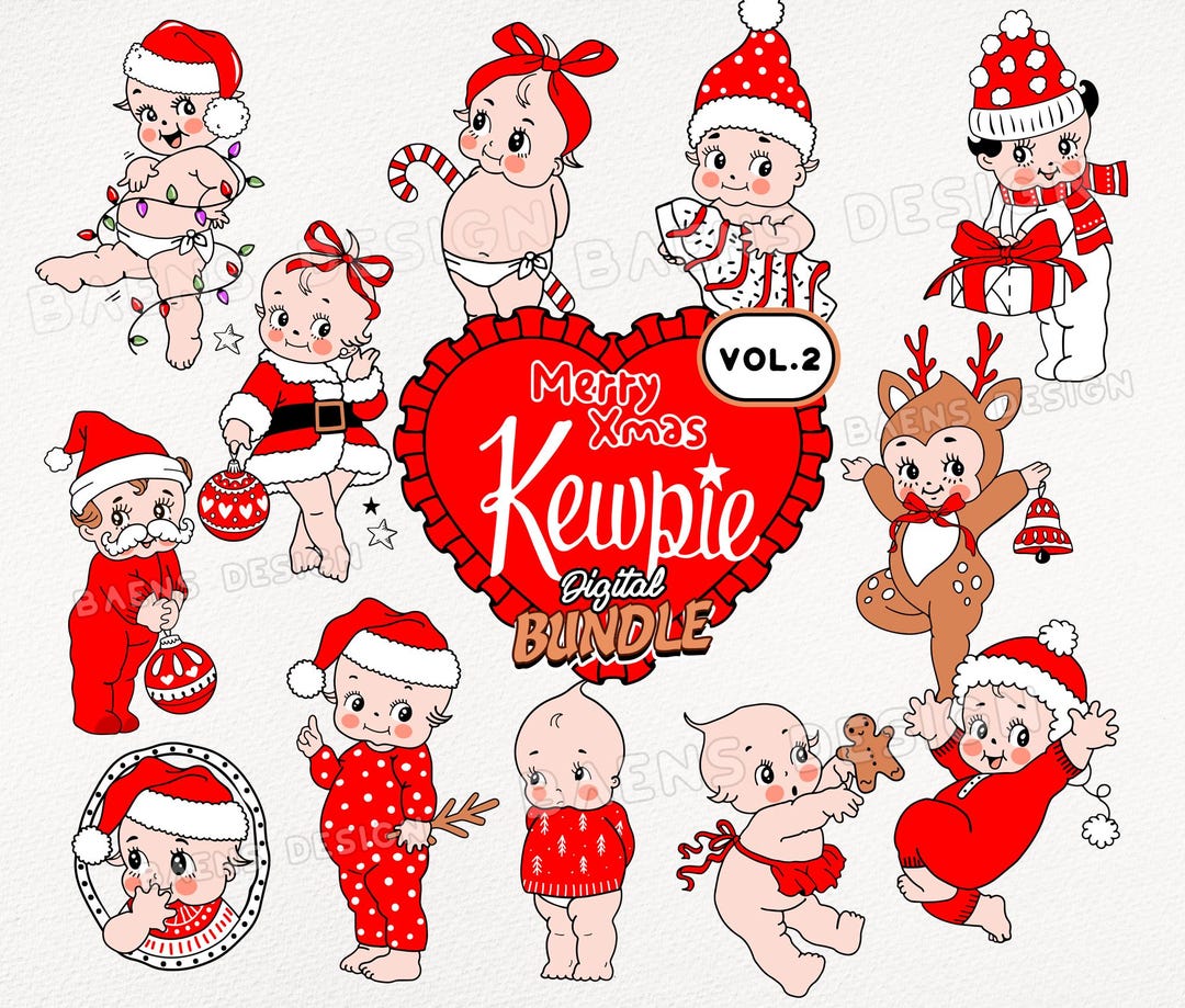 Merry Christmas Bundle Svg, Kewpie Christmas Bundle Png, Santa Hat Svg ...
