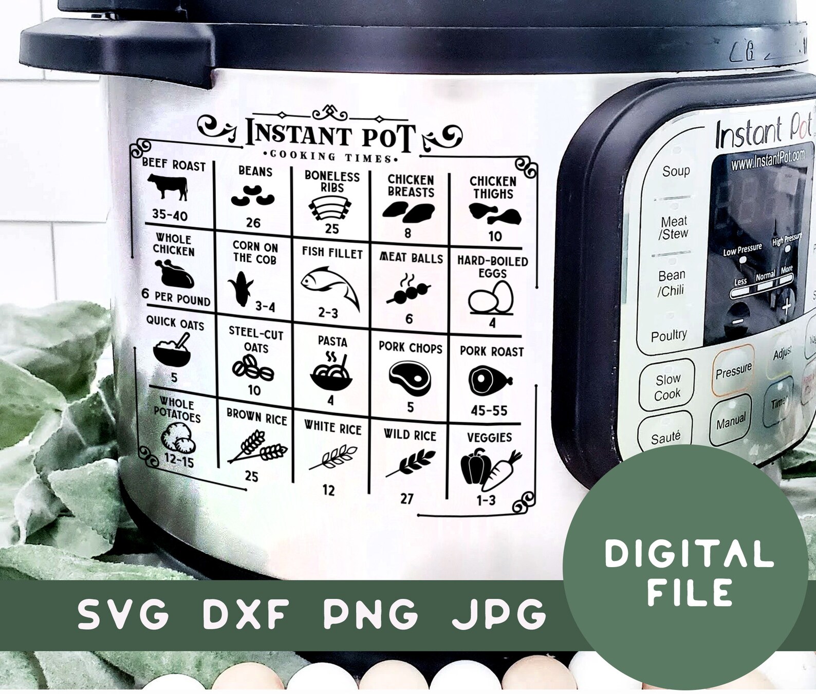 Instant Pot Cooking Times SVG Instant Pot SVG Cooking | Etsy