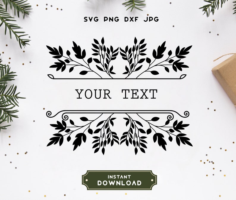 Flower Border Svg Split monogram svg Leaf svg Flower | Etsy