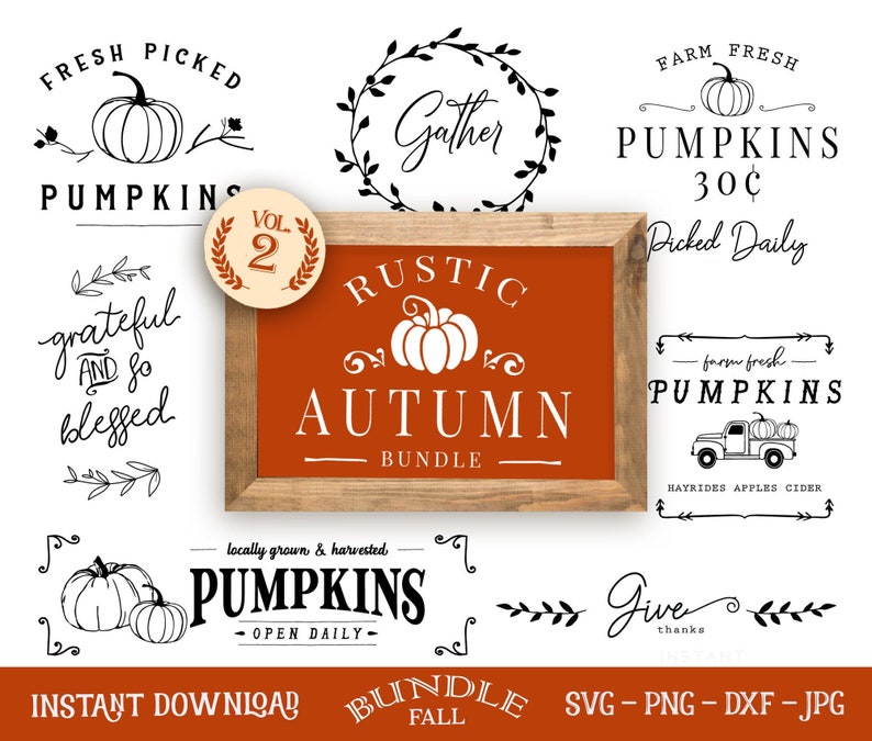Rustic Fall SVG Bundle: Farmhouse Autumn Designs (digital Download) - Etsy