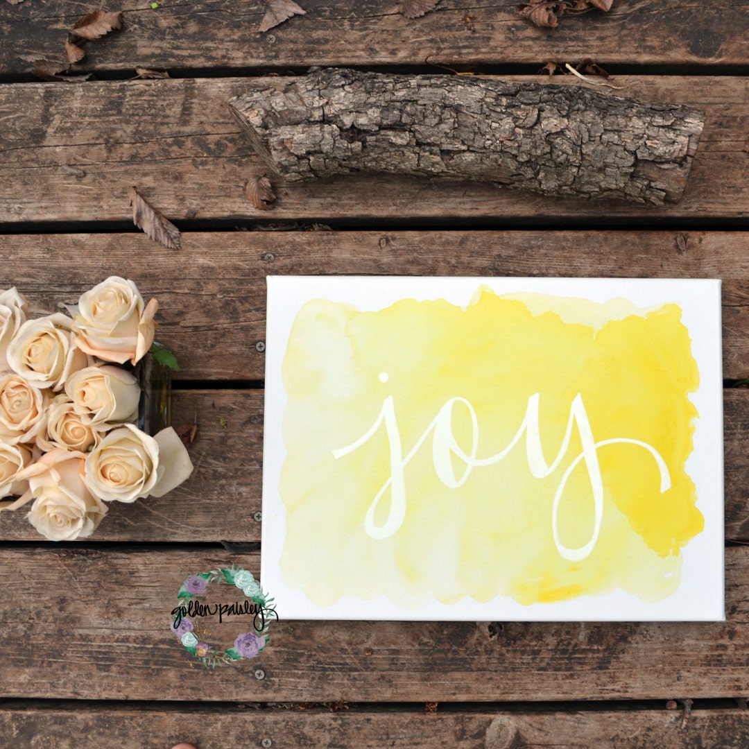 Yellow Watercolor Joy Canvas Painting Wall Art Wall Decor Hand ...
