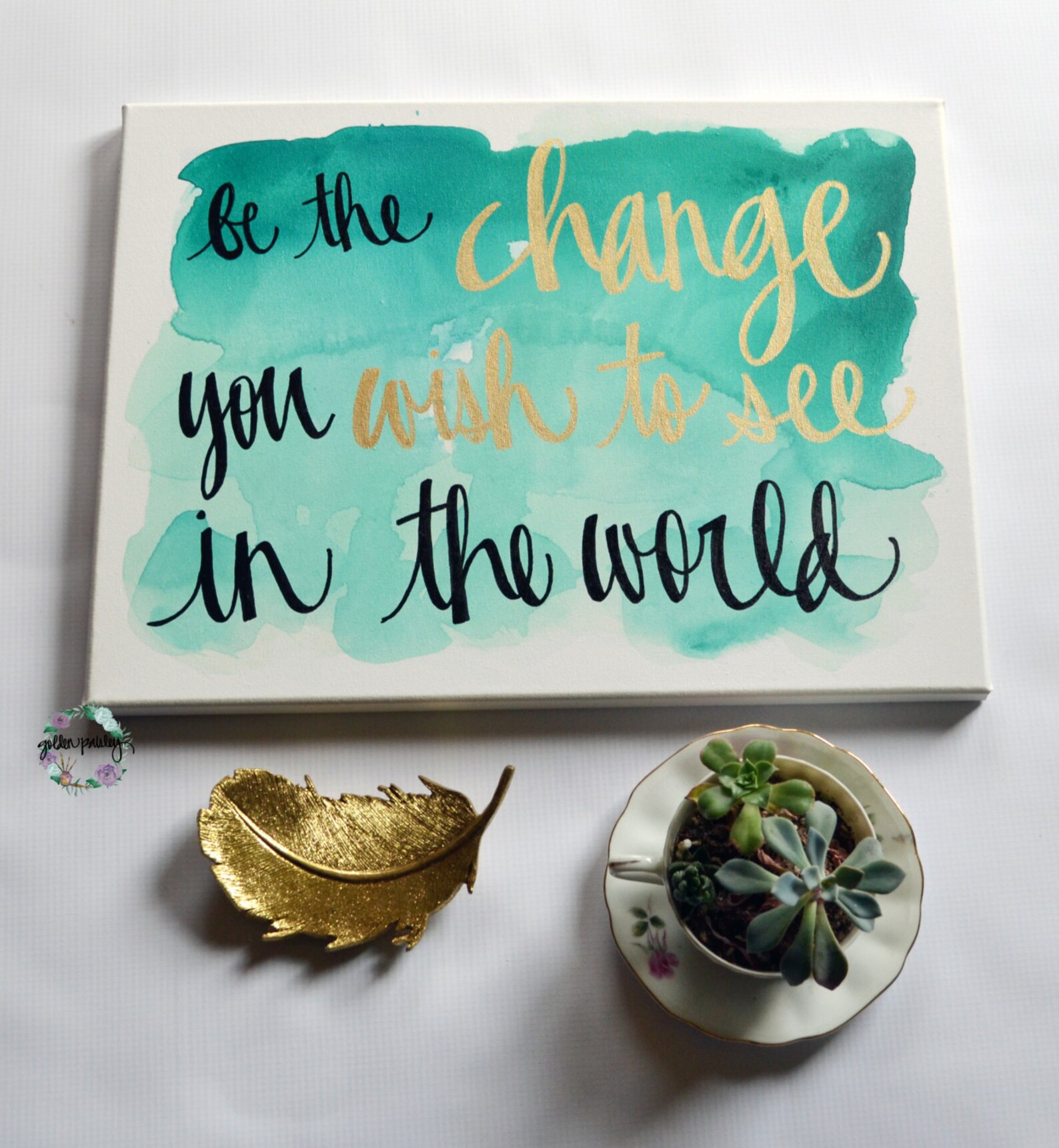 Emerald Inspirational Quote Watercolor Canvas Wall Art | Etsy