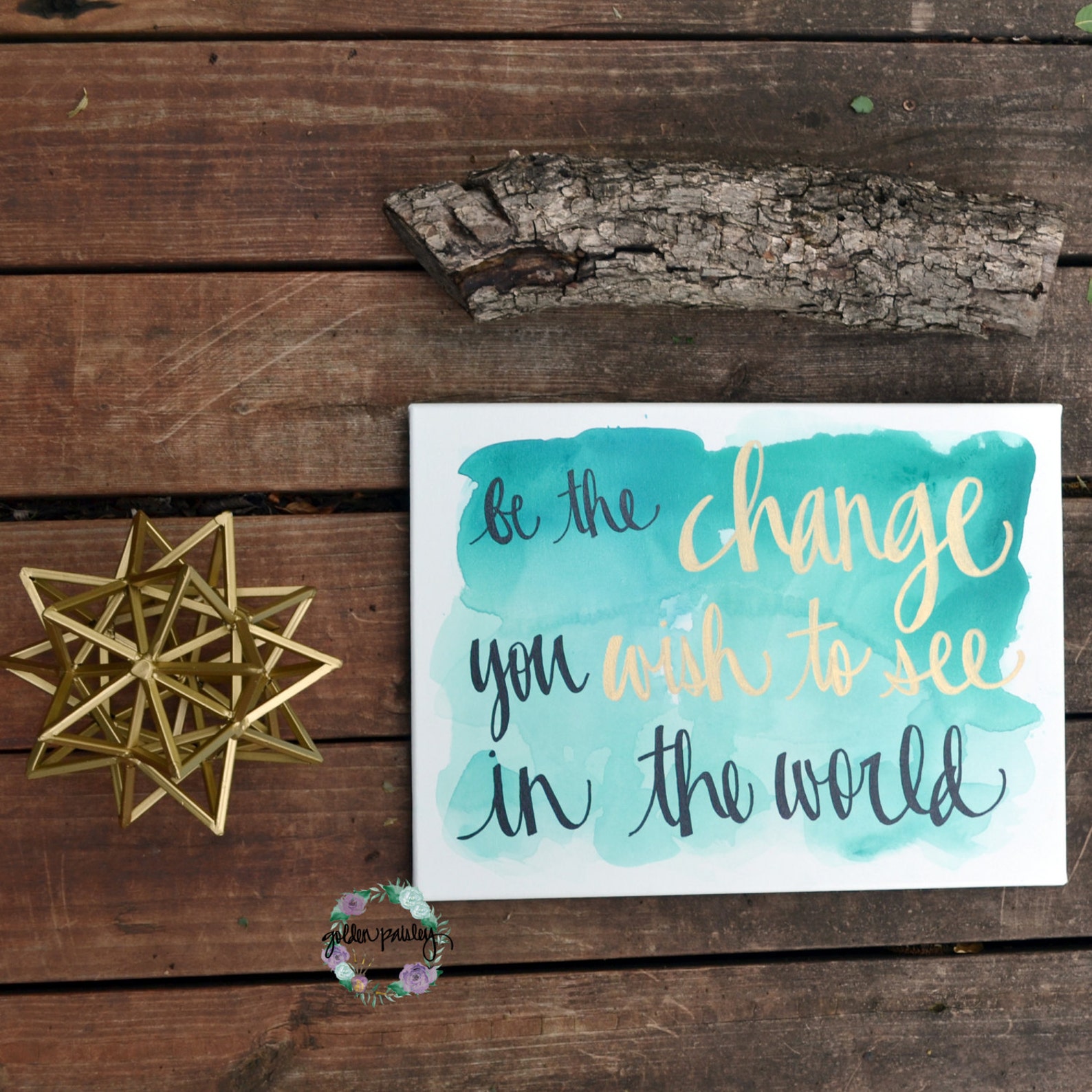 Emerald Inspirational Quote Watercolor Canvas Wall Art Painting Be the ...