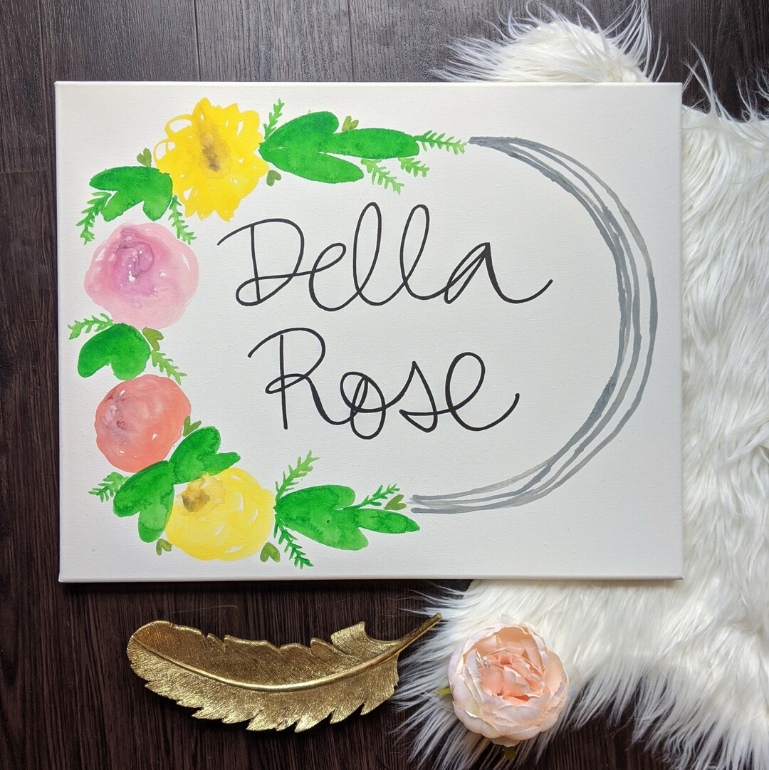 Custom Baby Name Canvas Wall Art | Baby Girl Nursery Personalized Baby ...