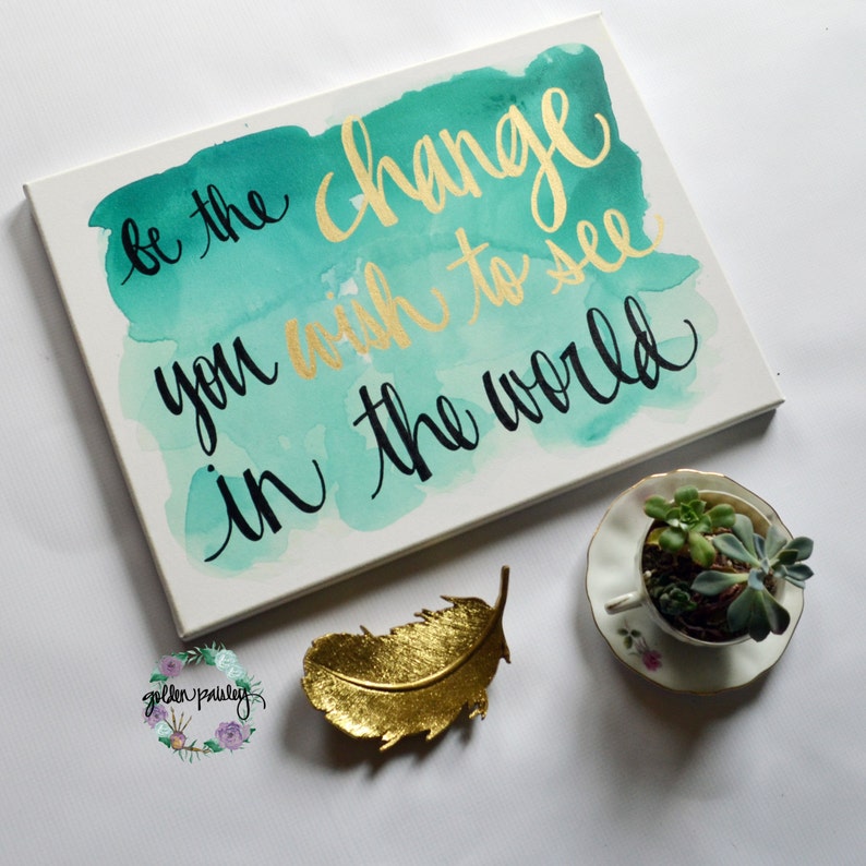 Emerald Inspirational Quote Watercolor Canvas Wall Art | Etsy