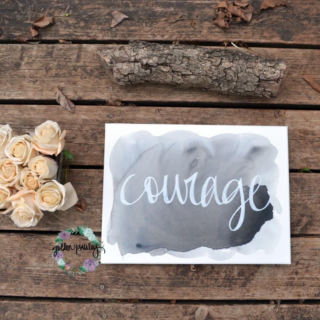 Gray Watercolor Courage Canvas Painting Wall Art Wall Decor Hand ...