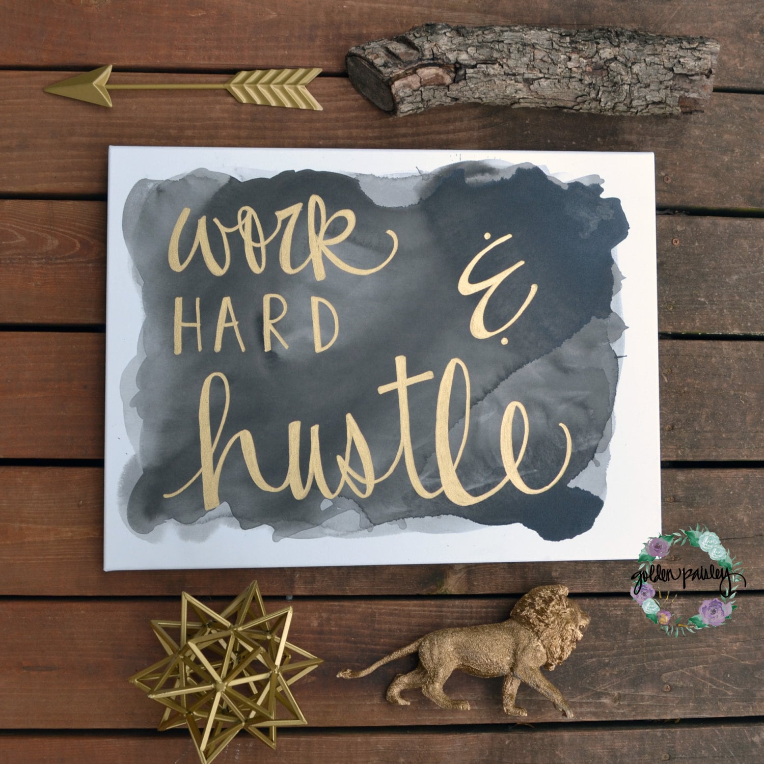 Black & Gold Canvas Wall Art Sign | Black Gold Hand Lettered Quote Wall ...