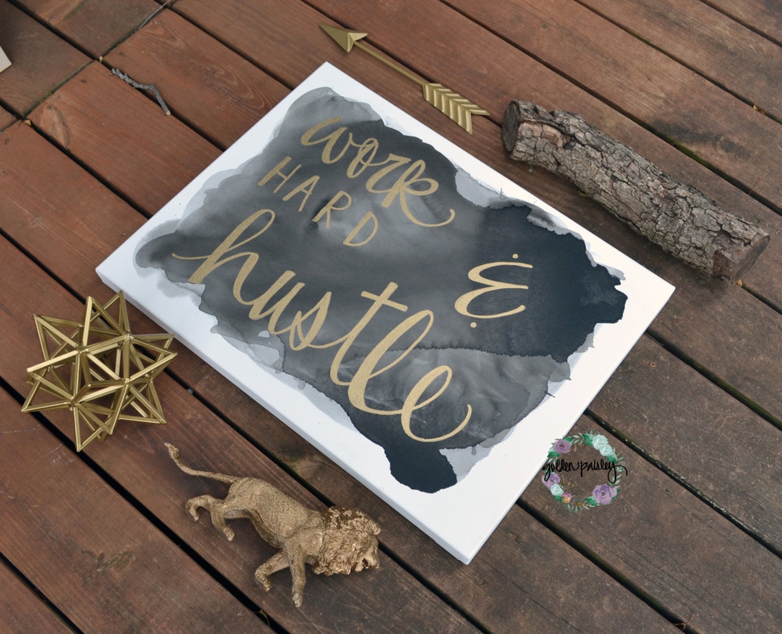 Black & Gold Canvas Wall Art Sign | Black Gold Hand Lettered Quote Wall ...