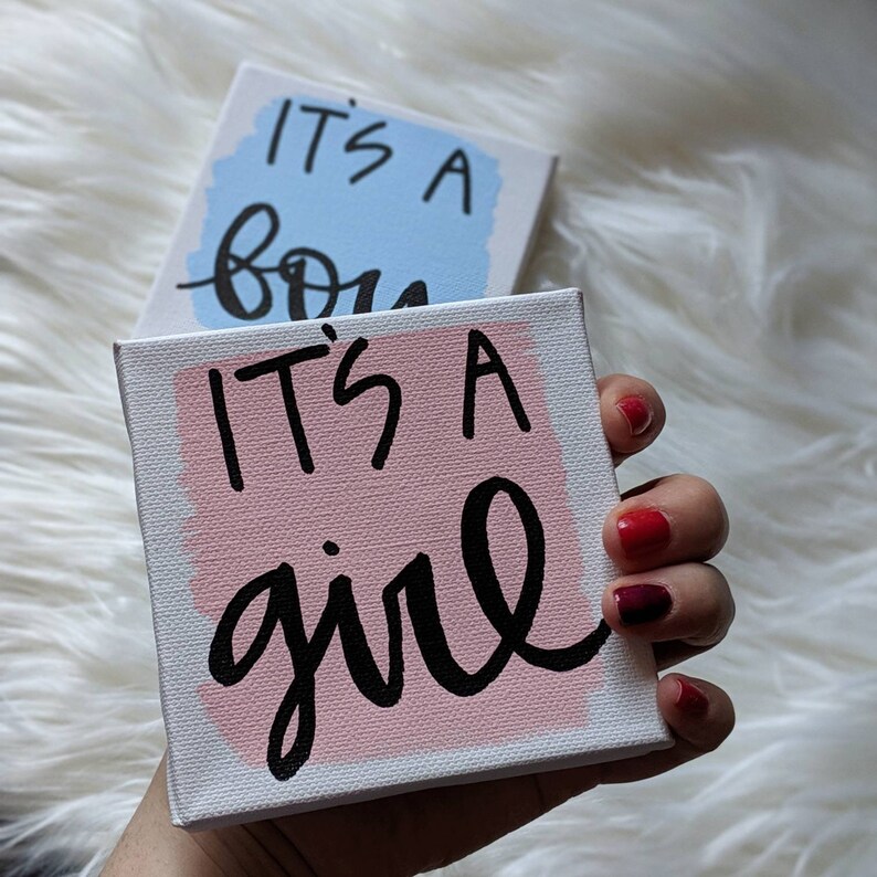 Gender Reveal Mini Canvas | Gender Reveal Mail Announcement | Gender ...