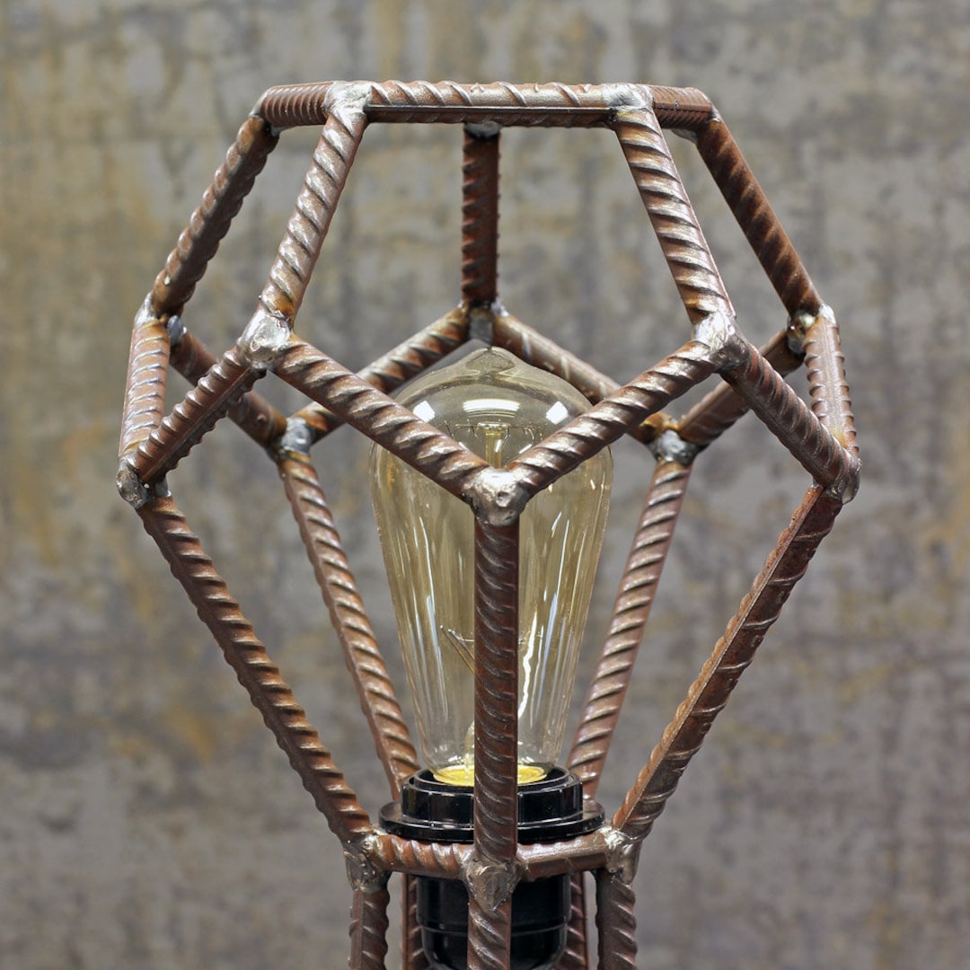Industrial Geometric Rebar Upright Table Lamp - Vintage Edison Light ...