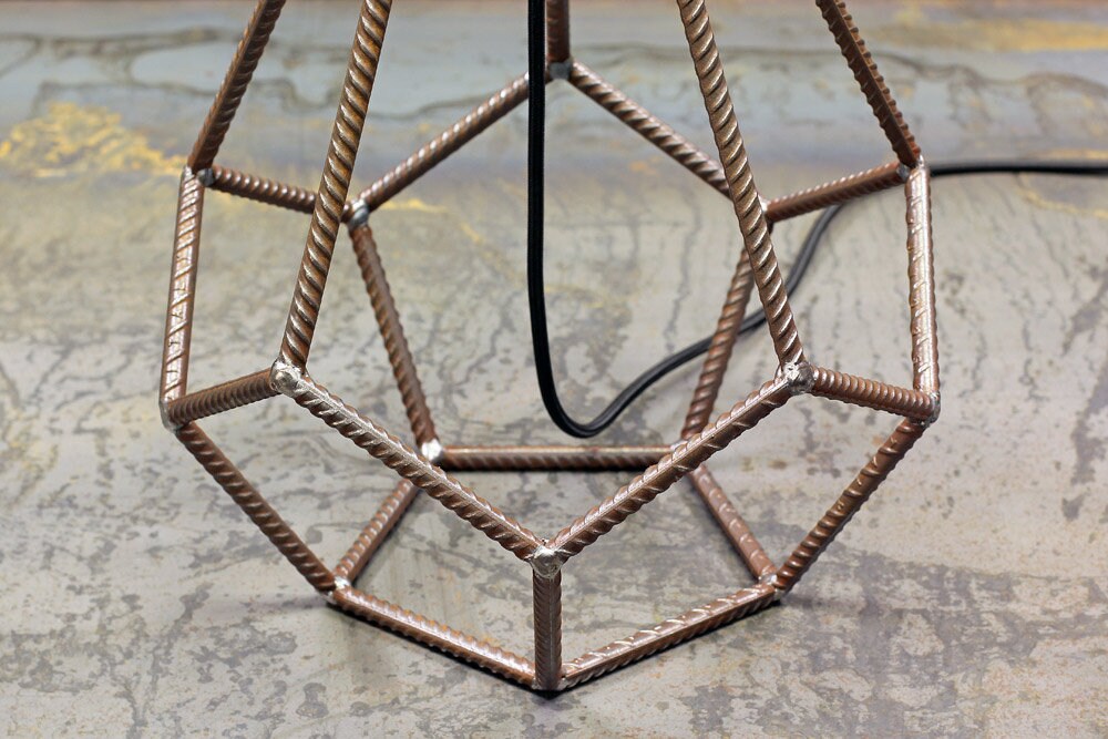 Industrial Tapered Geometric Rebar Table Lamp Vintage Edison Light Bulb ...