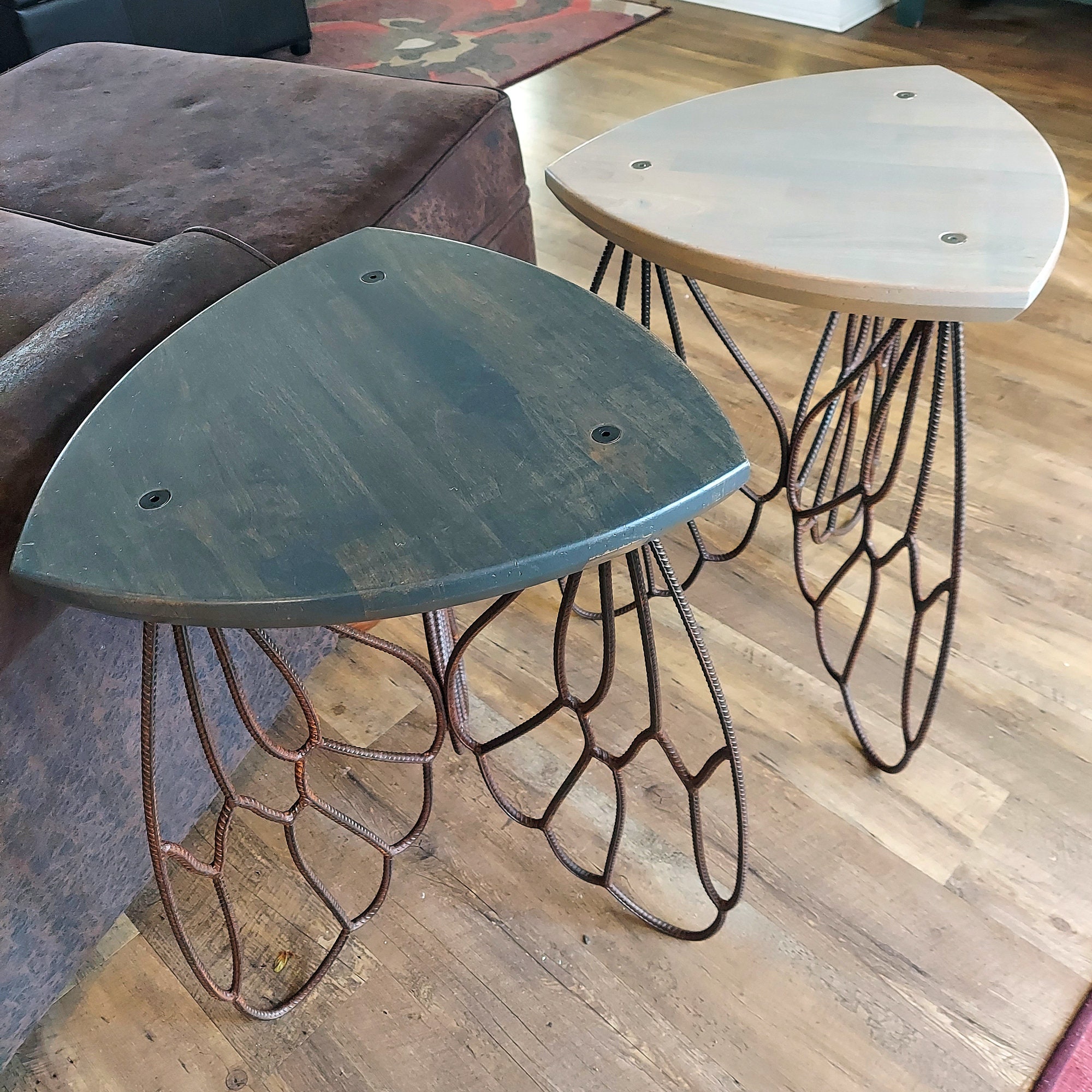 Cicada Wing End Table - Handmade Rebar Legs With Butcher Block Wood Top ...