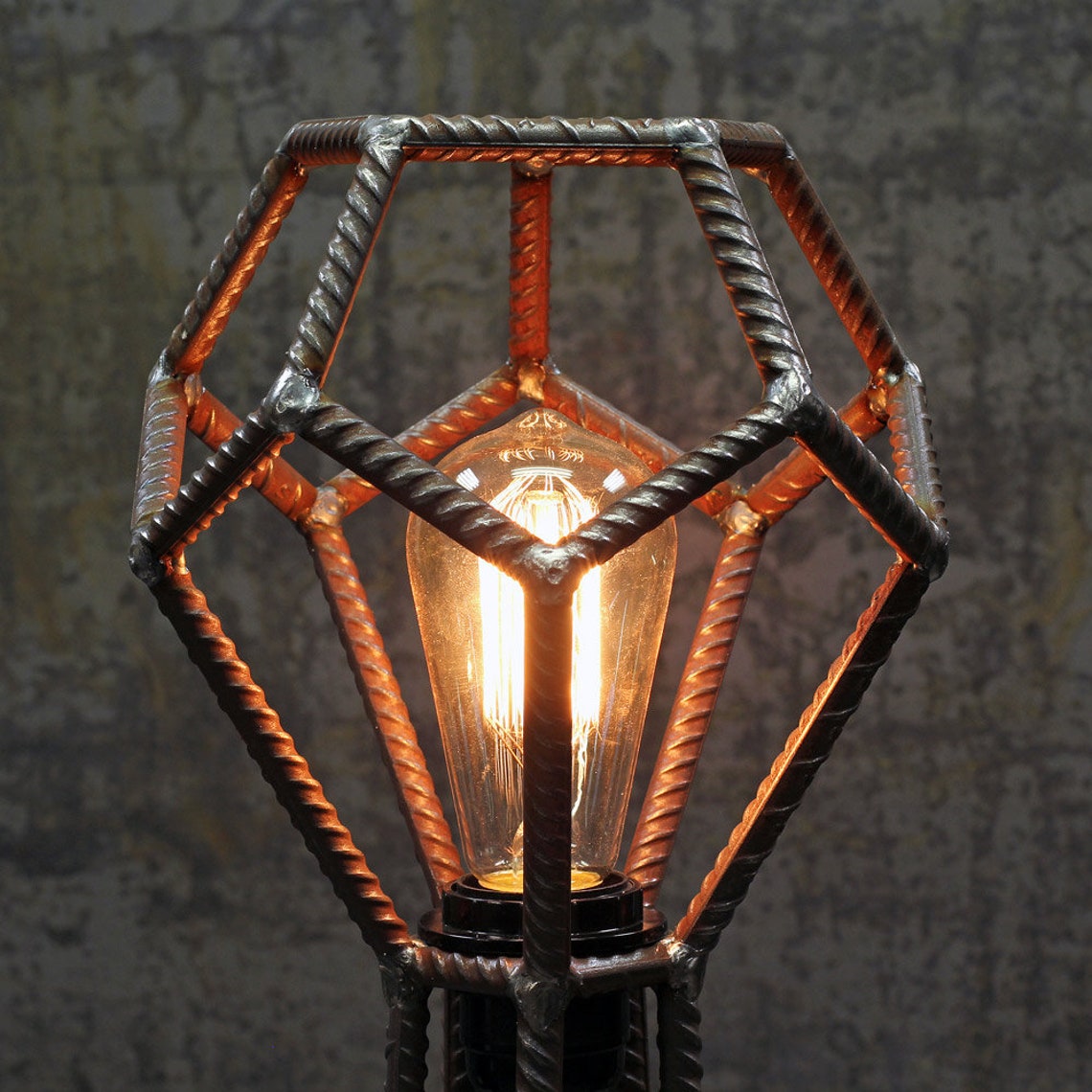 Industrial Geometric Rebar Upright Table Lamp - Vintage Edison Light ...