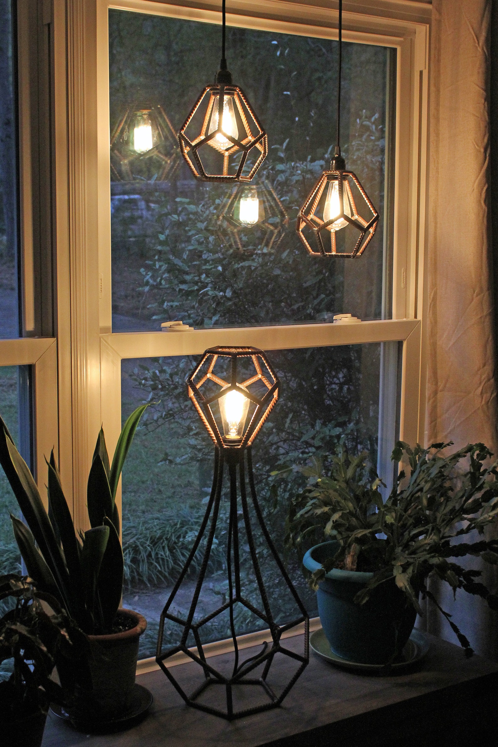 Industrial Geometric Rebar Upright Table Lamp - Vintage Edison Light ...