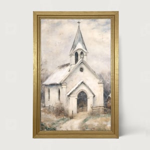 Rustic White Church With Fence [vertical Framed Print] Country Church ...