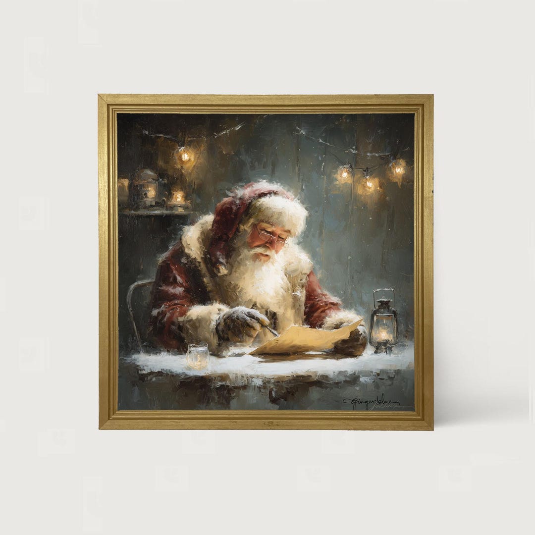Santa Making His List: [framed Print] Santa Wall Art | Red Suit Santa ...
