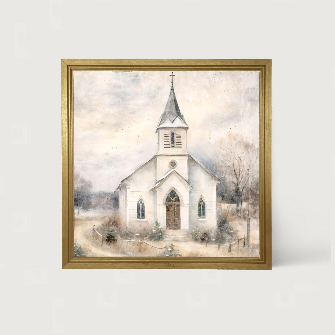Charming Church in Winter Scene [framed Print] - Christmas Church ...