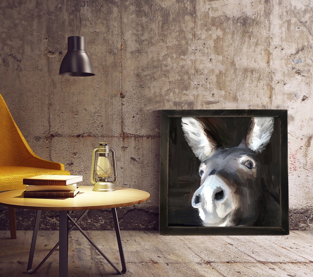 Donkey: framed Print Closeup Donkey Face in a Farmhouse Style Print ...