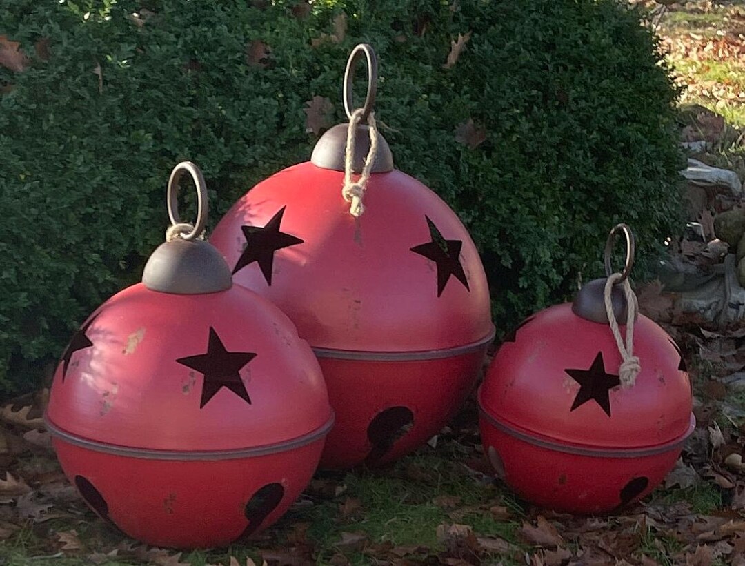 Limited Jumbo/giant Red Bells | Farmhouse Christmas | Beautiful Metal ...