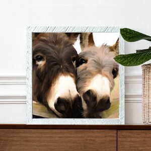 Two Donkeys: [framed Print] Rustic Wall Art of a Donkey Painting | Equine Donkey Art | Perfect ...
