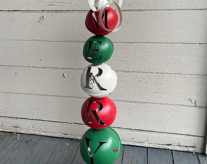 Standing Jingle Bells Stacked- Merry | Metal Christmas Bells | Outdoor ...