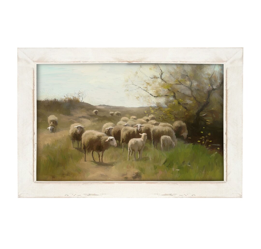 Vintage Grazing Sheep framed Print Sheep Wall Art This Vintage Sheep ...