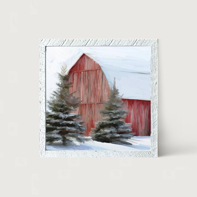 Winter Barn Nestled in Amongst Pine Trees Print [framed Print] | Winter ...