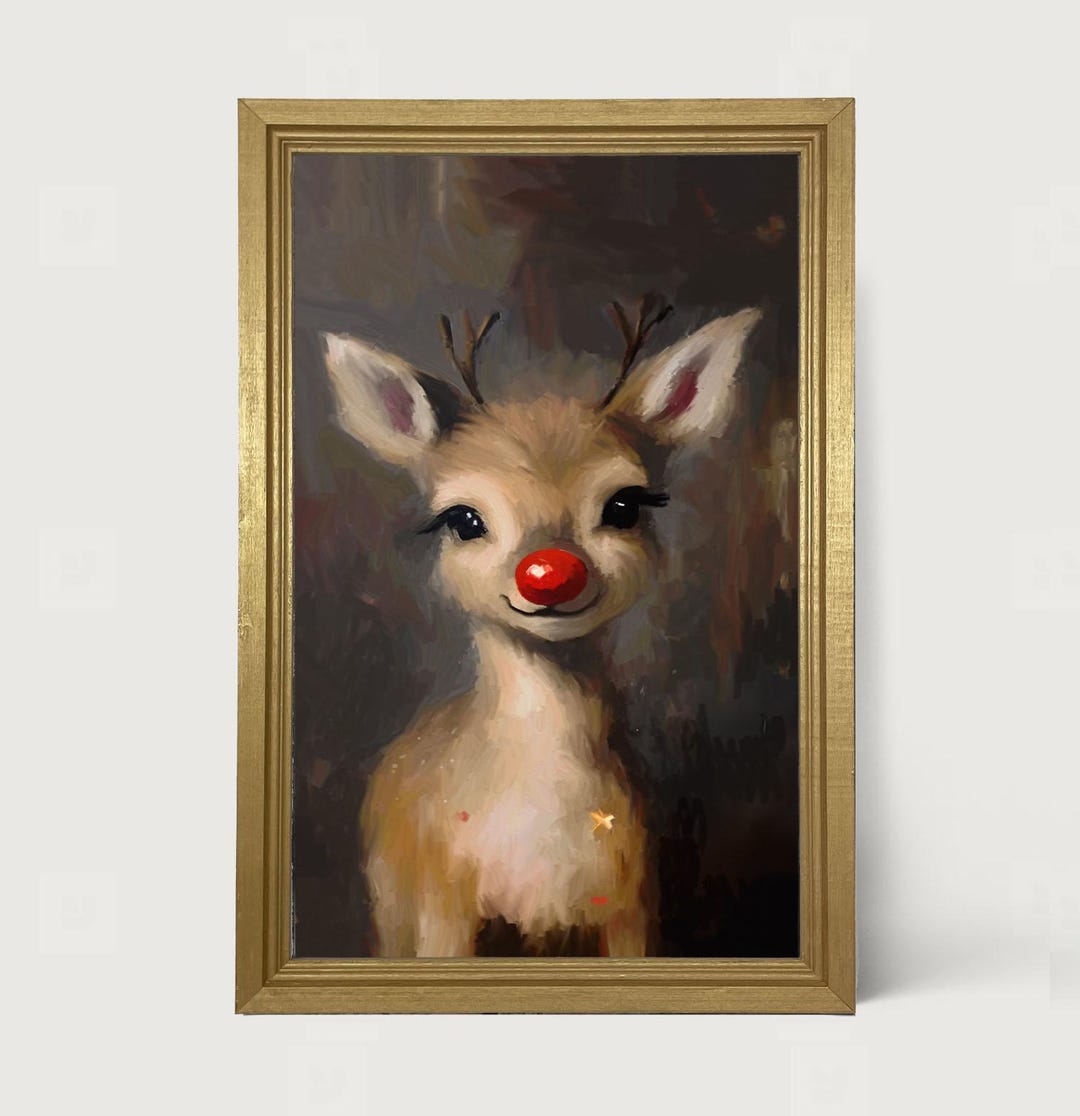 Rudolph [framed Print] Cute Reindeer Decor | Whimsical Christmas ...