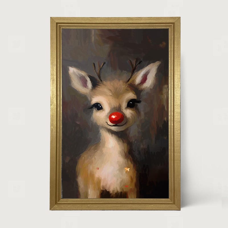 Rudolph the Red Nosed Reindeer Painting - Etsy