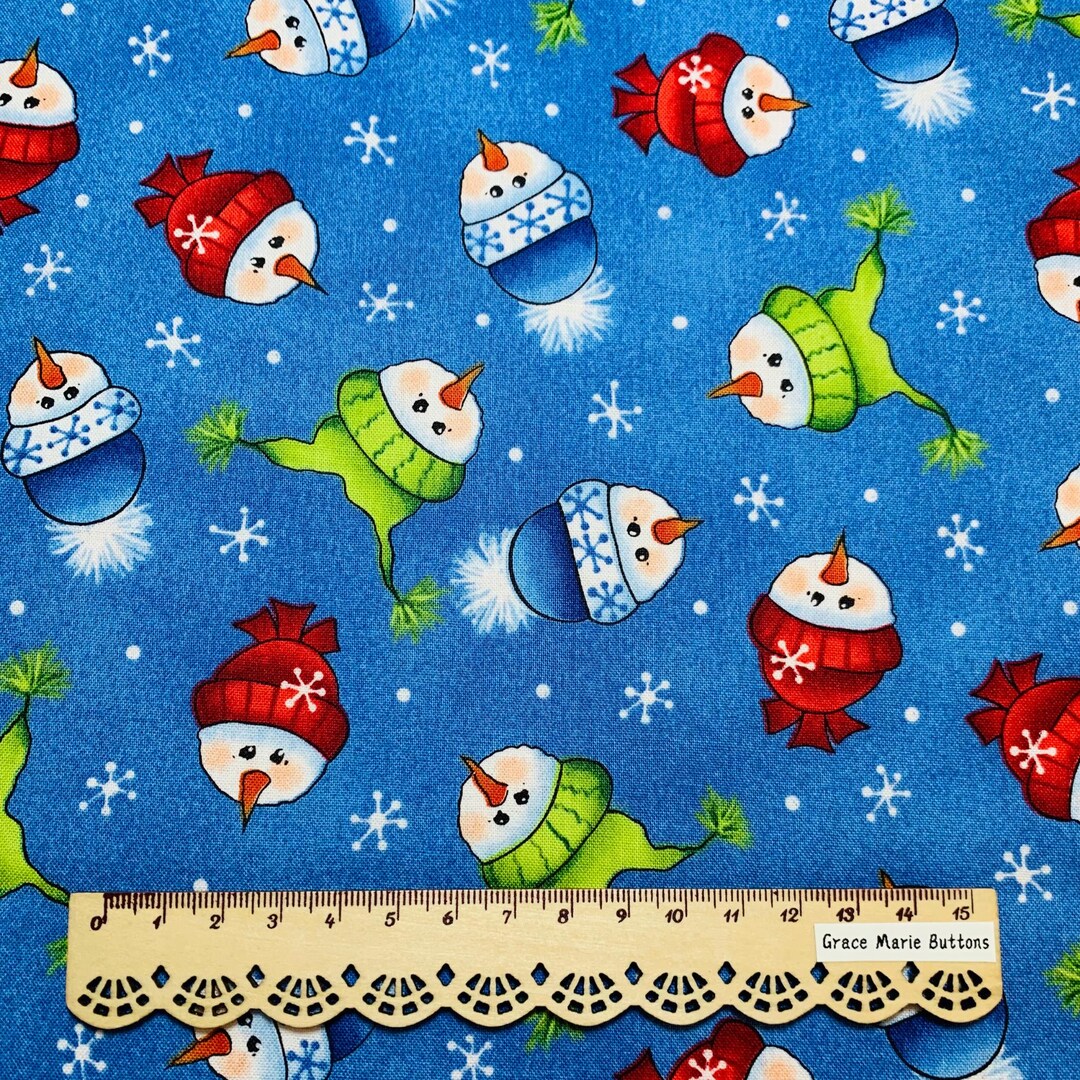Remnant Bundle, Winter Theme Fabric, Snowmen Fabric, 10" Squares ...