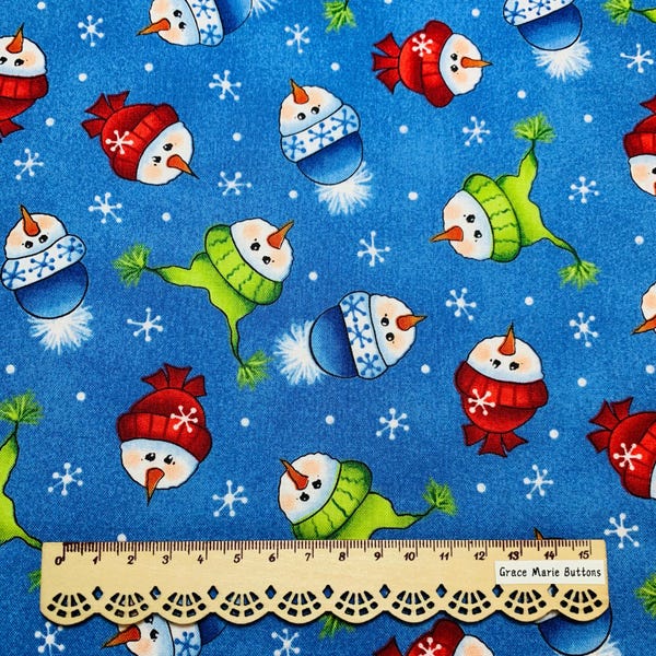 Snowmen Fabric - Etsy